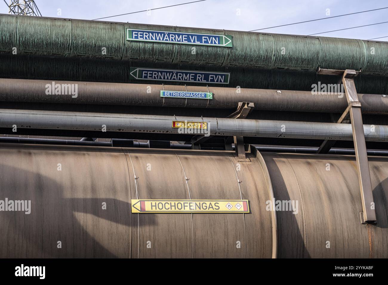 Pipelines for district heating, blast furnace gas, at the Thyssenkrupp ...
