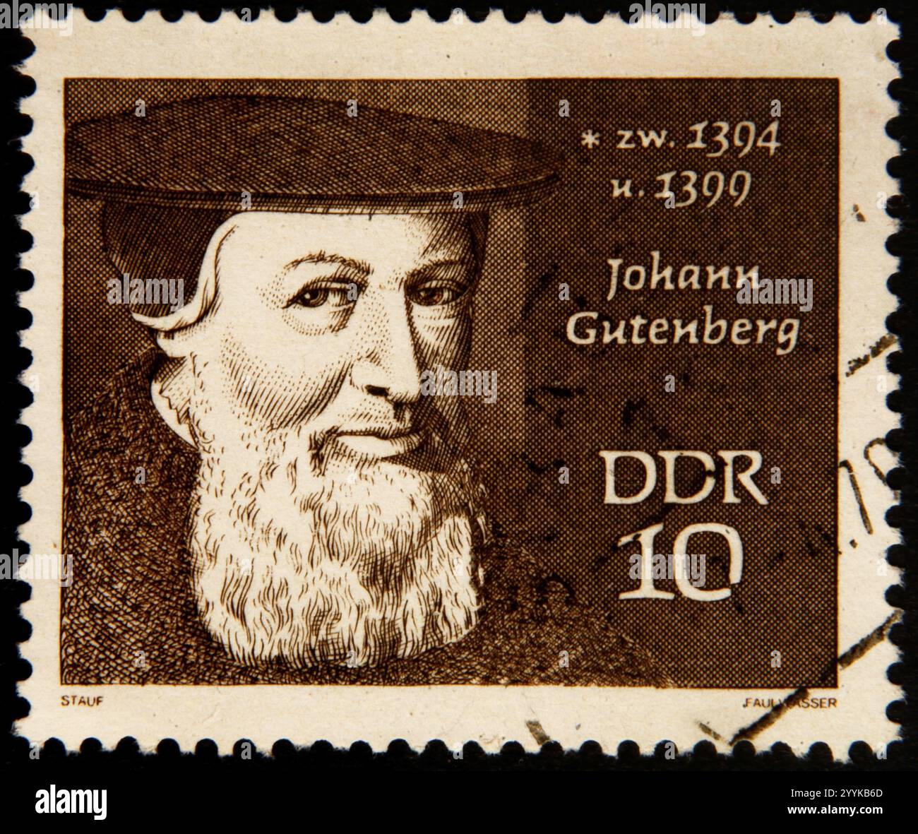 Johann Gutenberg, (about 1400-1468) a German book printer and inventor ...