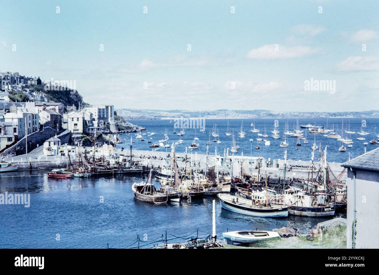Historical photo of fishing boats in Brixham Harbour and moored ...