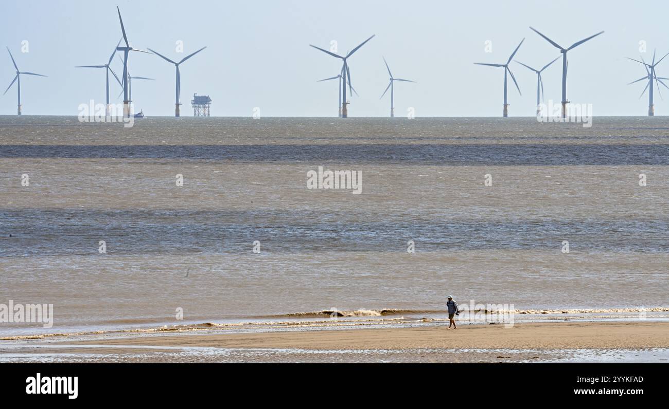 Wind Turbines from Anderby Creek Beach near Skegness Linconshire Stock Photo - Alamy