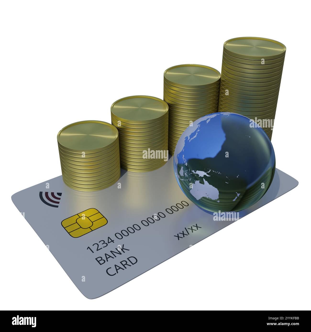 Card Coins Globe Oceania on the white Stock Photo - Alamy