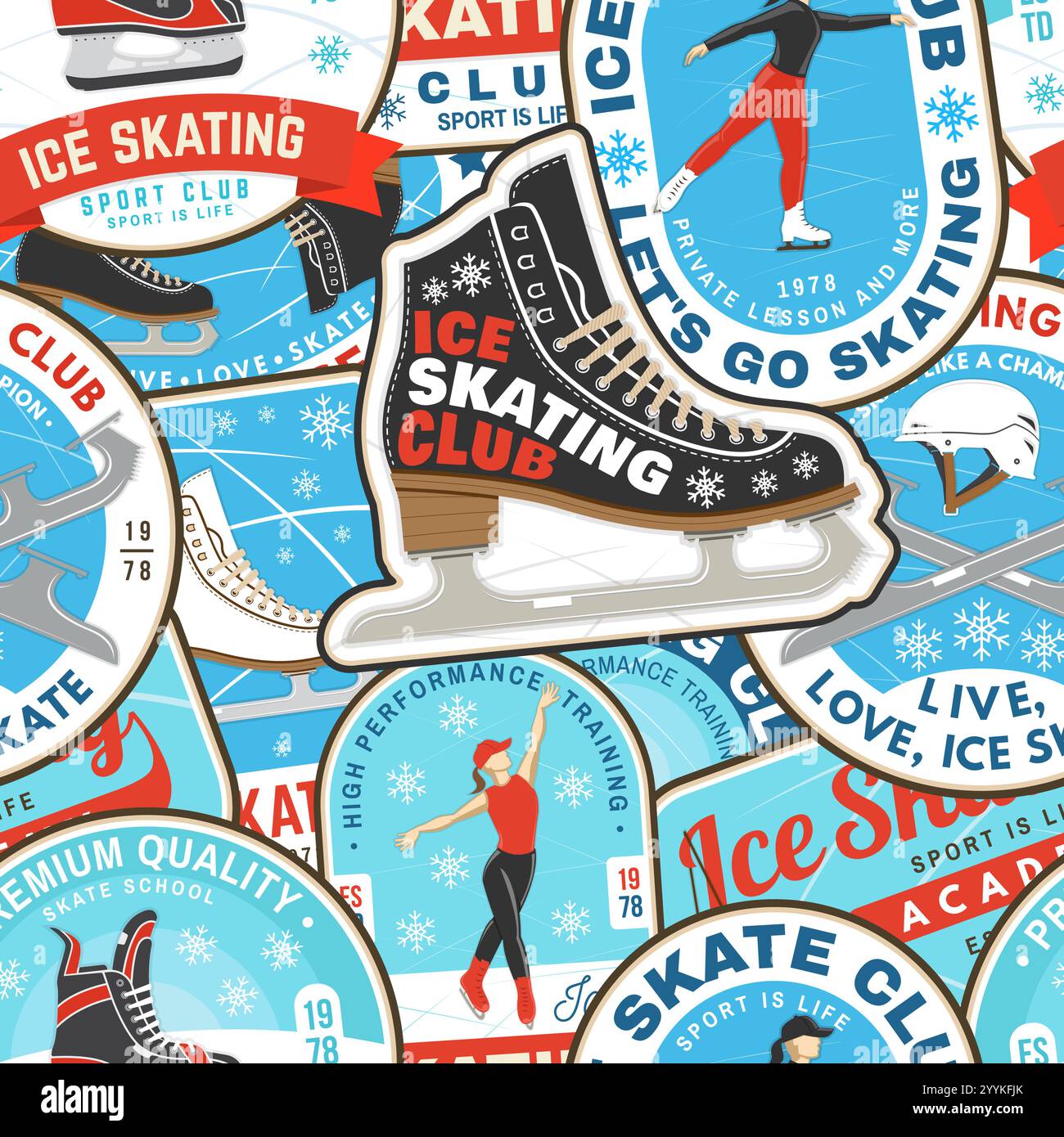 Ice Skate club seamless pattern design. Background, wallpaper, seamless ...