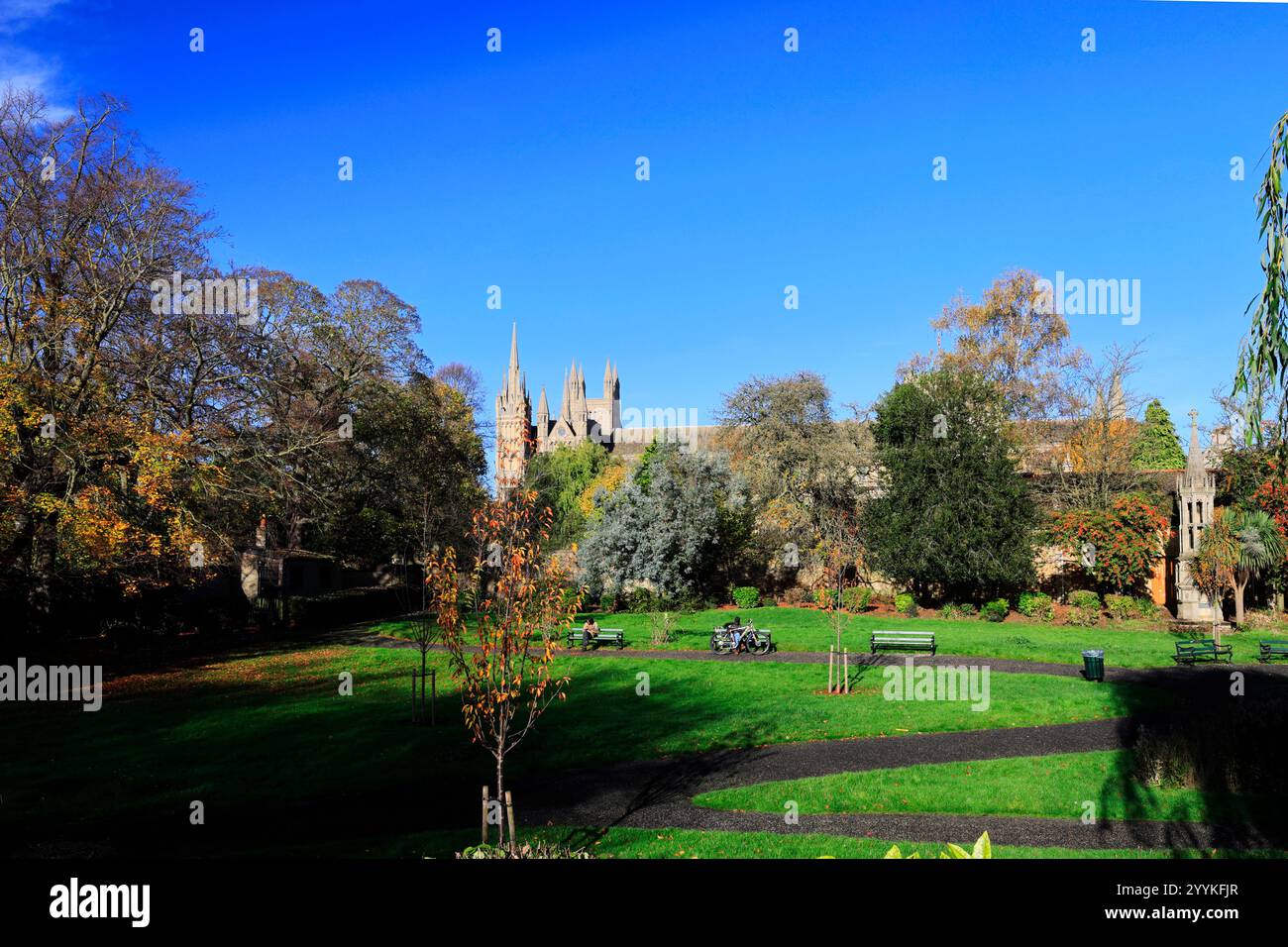 Autumn view over Bishops Gardens, Peterborough City, Cambridgeshire ...