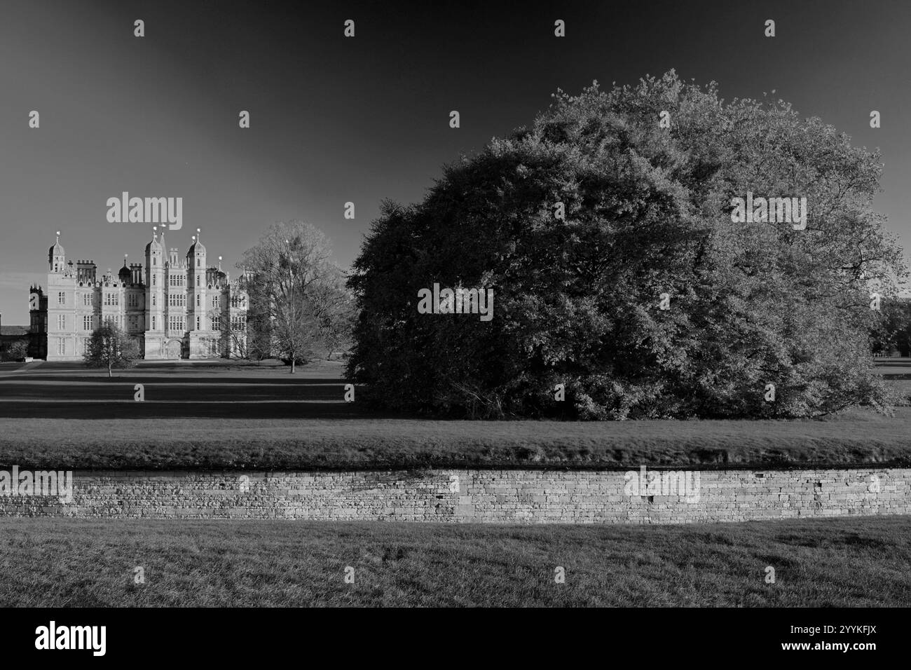 Autumn colours looking at the Golden gate and west front of Burghley ...