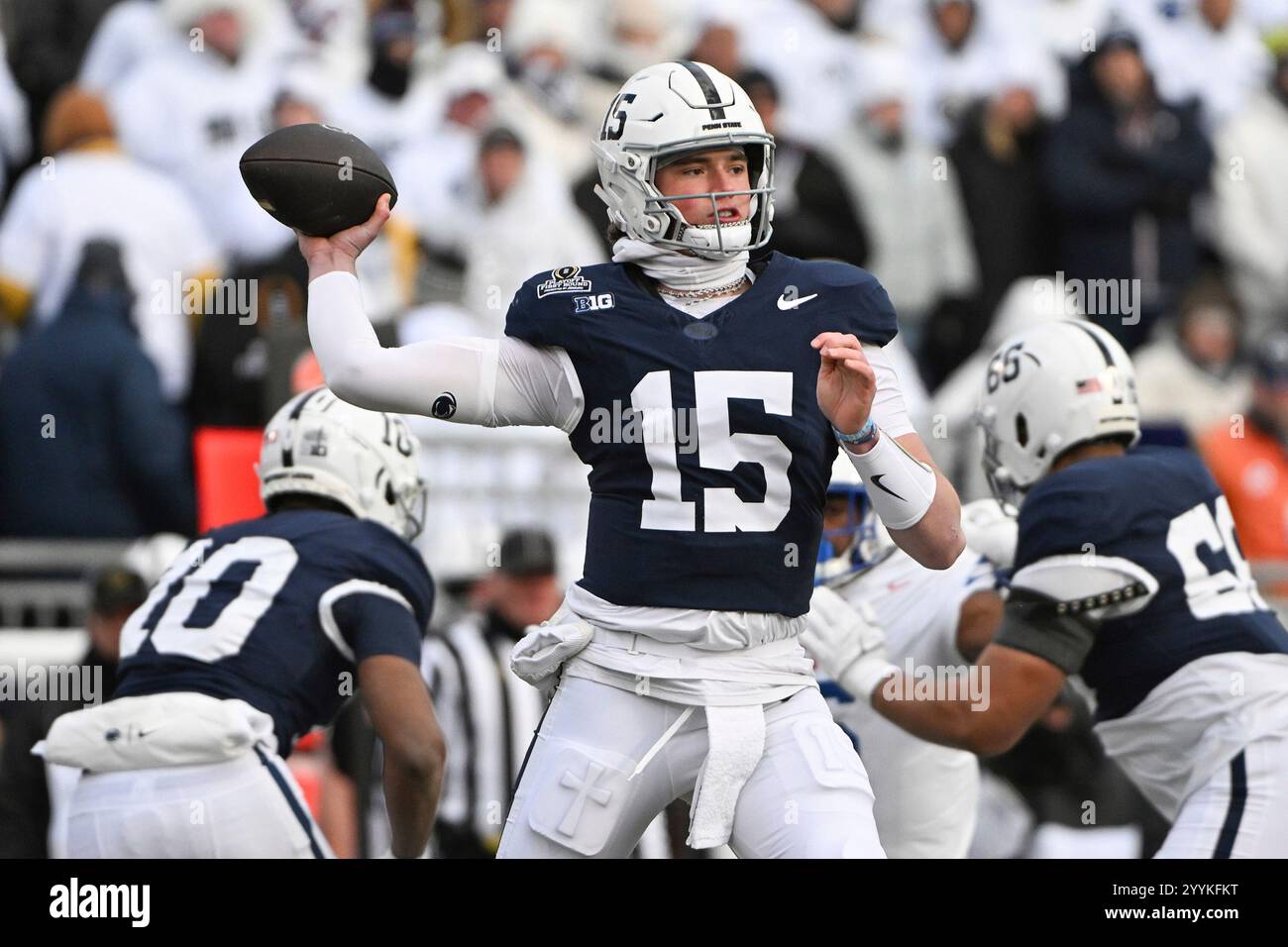 Penn State quarterback Drew Allar (15) throws a pass against SMU during the first half in the ...