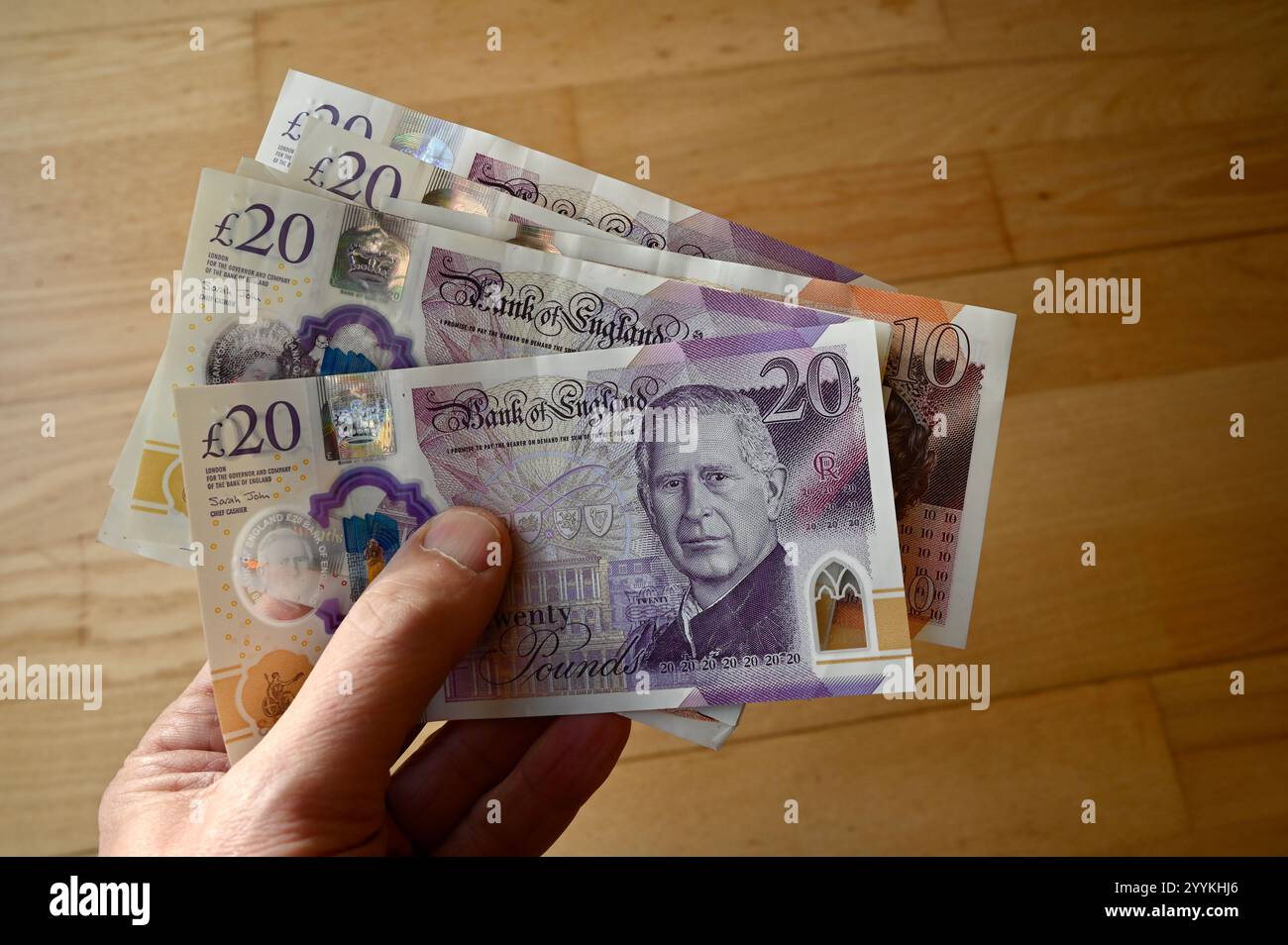 King Charles III, Polymer Twenty Pound Notes Stock Photo - Alamy
