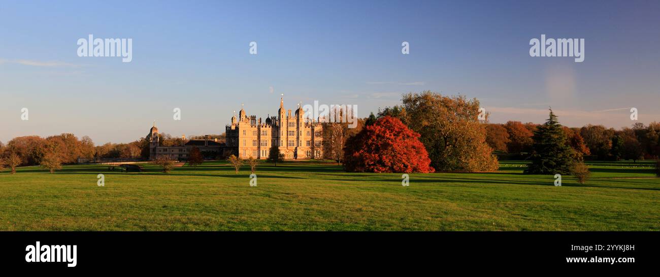 Autumn colours looking at the Golden gate and west front of Burghley ...