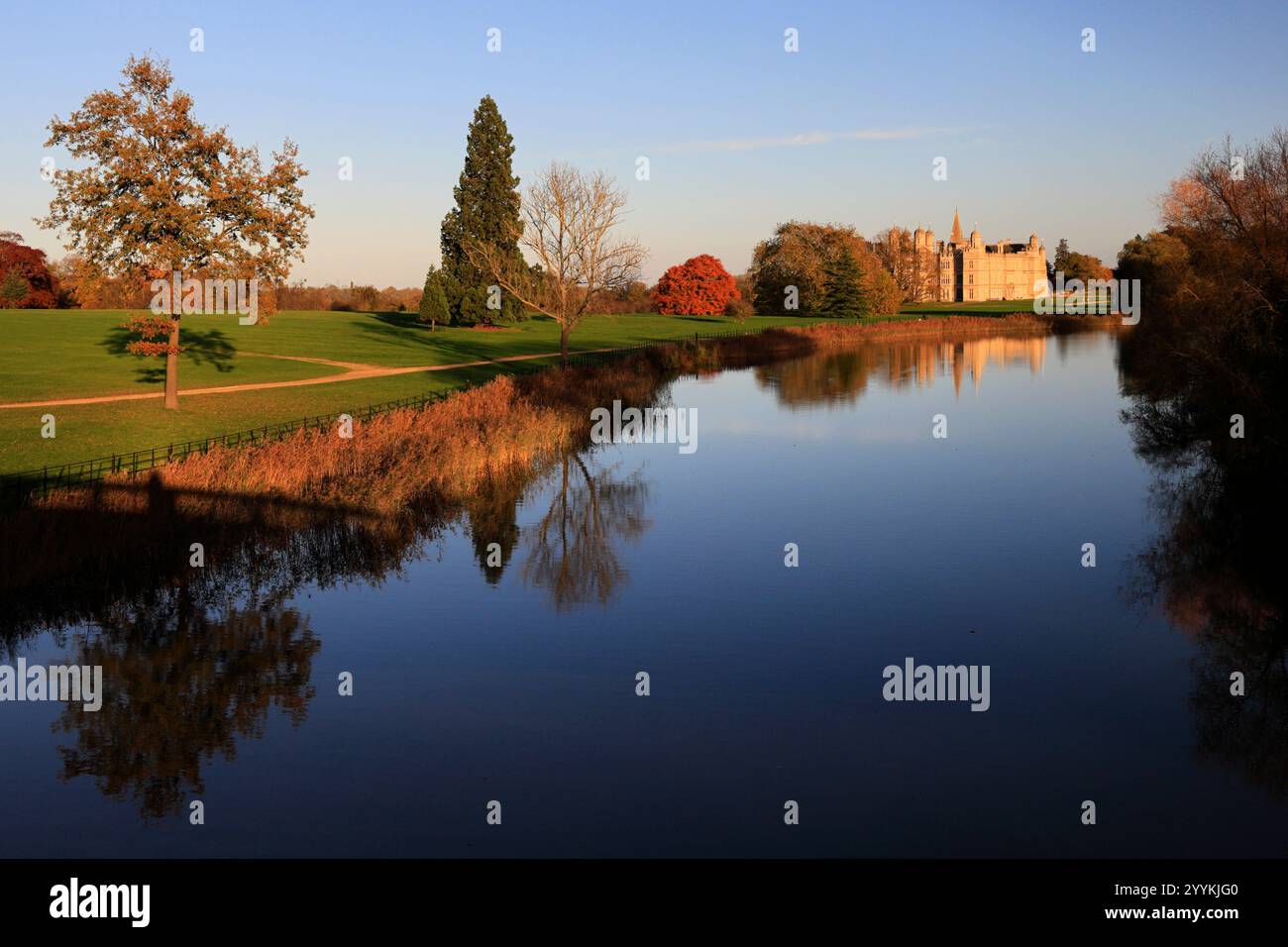 Autumn colours looking at the Golden gate and west front of Burghley house, an Elizabethan ...