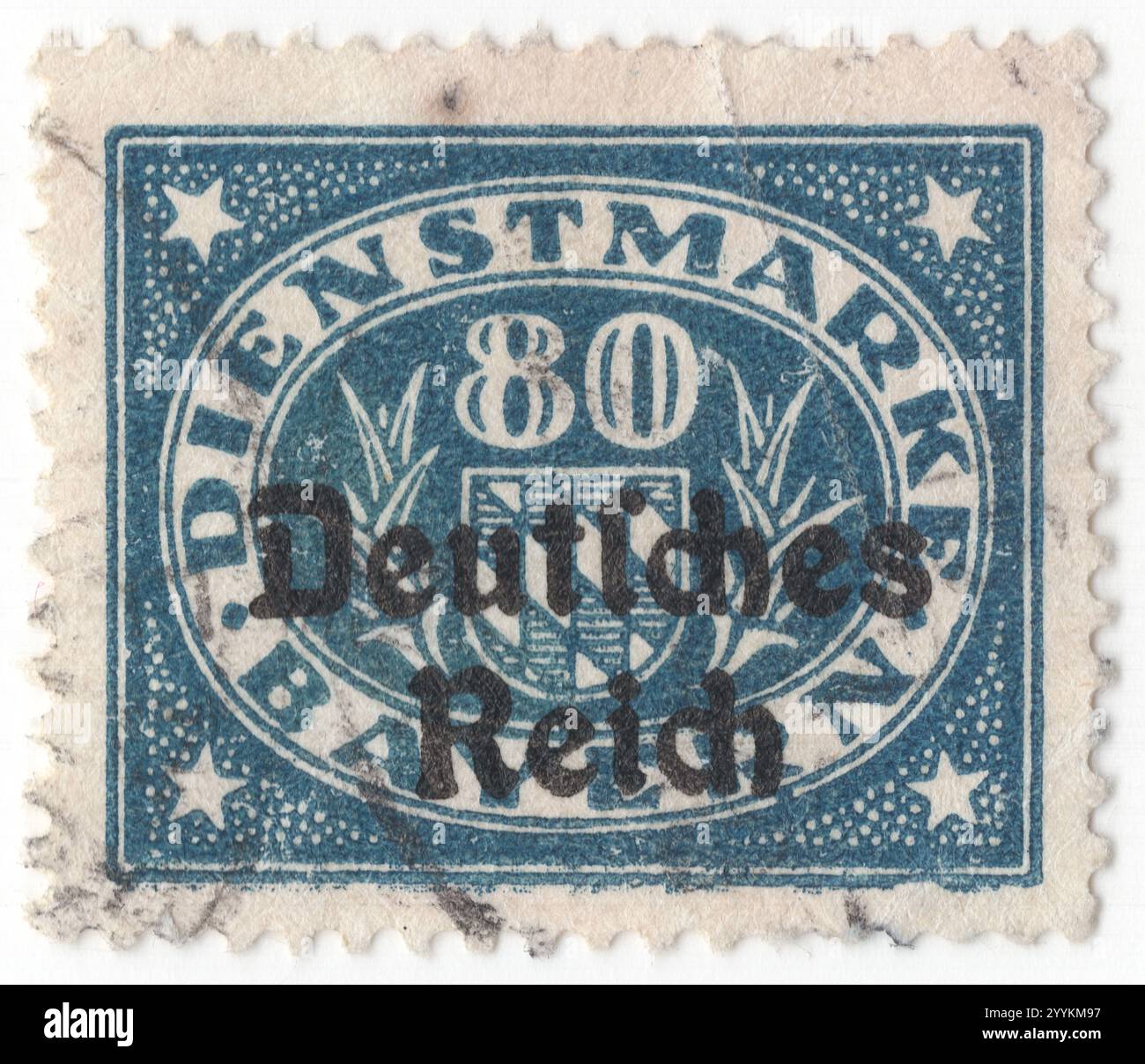BAVARIA — 1920 April 01: 80 pfennig dull blue postage stamp depicting ...