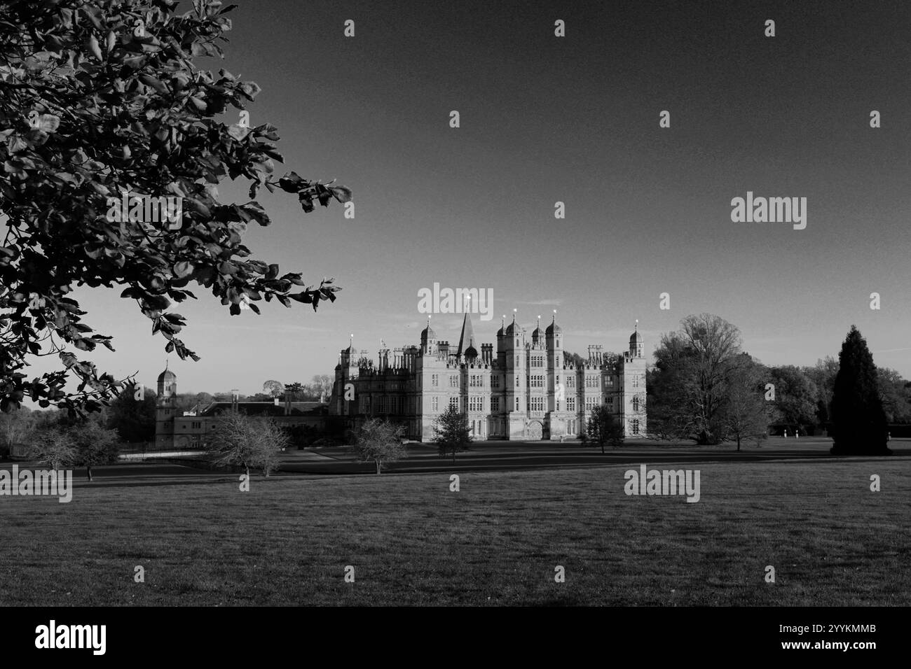 Autumn colours looking at the Golden gate and west front of Burghley ...