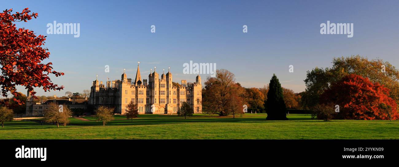 Autumn colours looking at the Golden gate and west front of Burghley ...