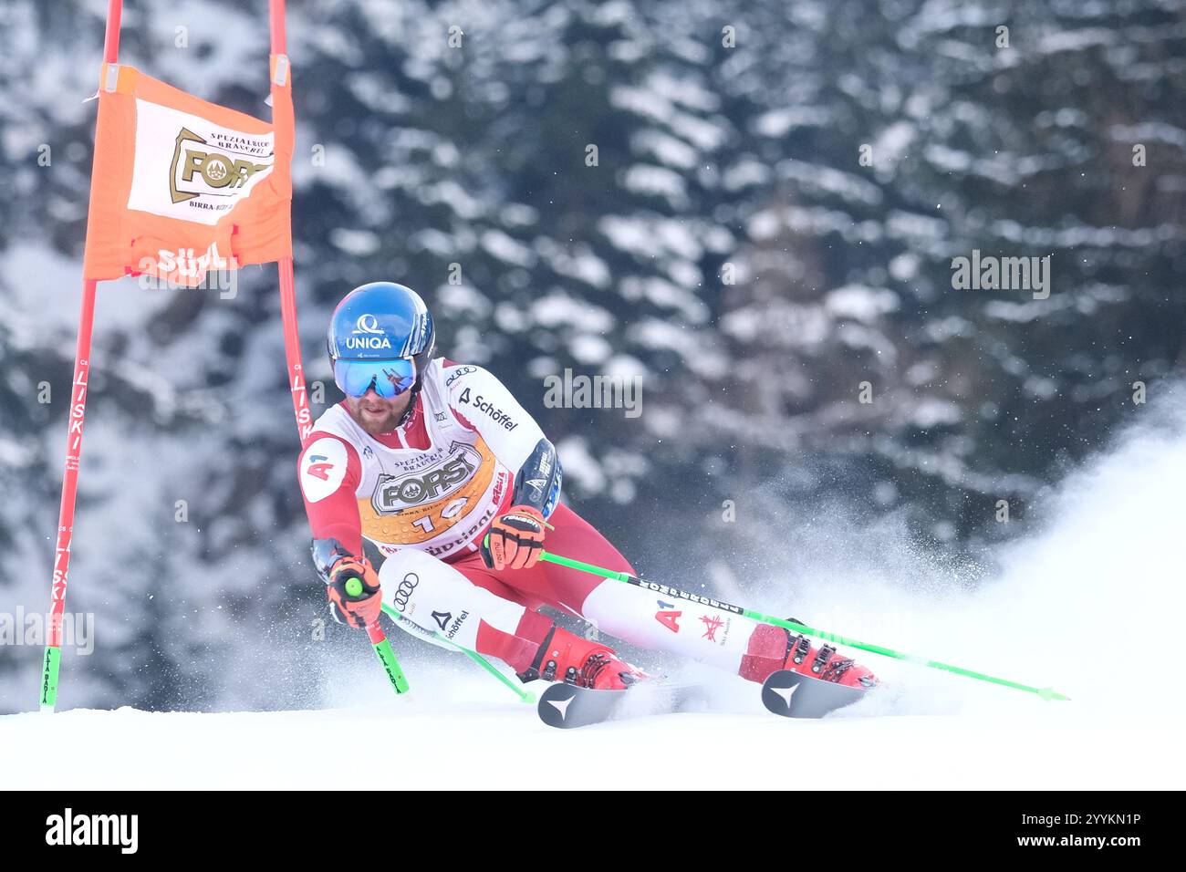 Marco Schwarz of Team Austria competes during the Audi FIS Alpine Ski ...