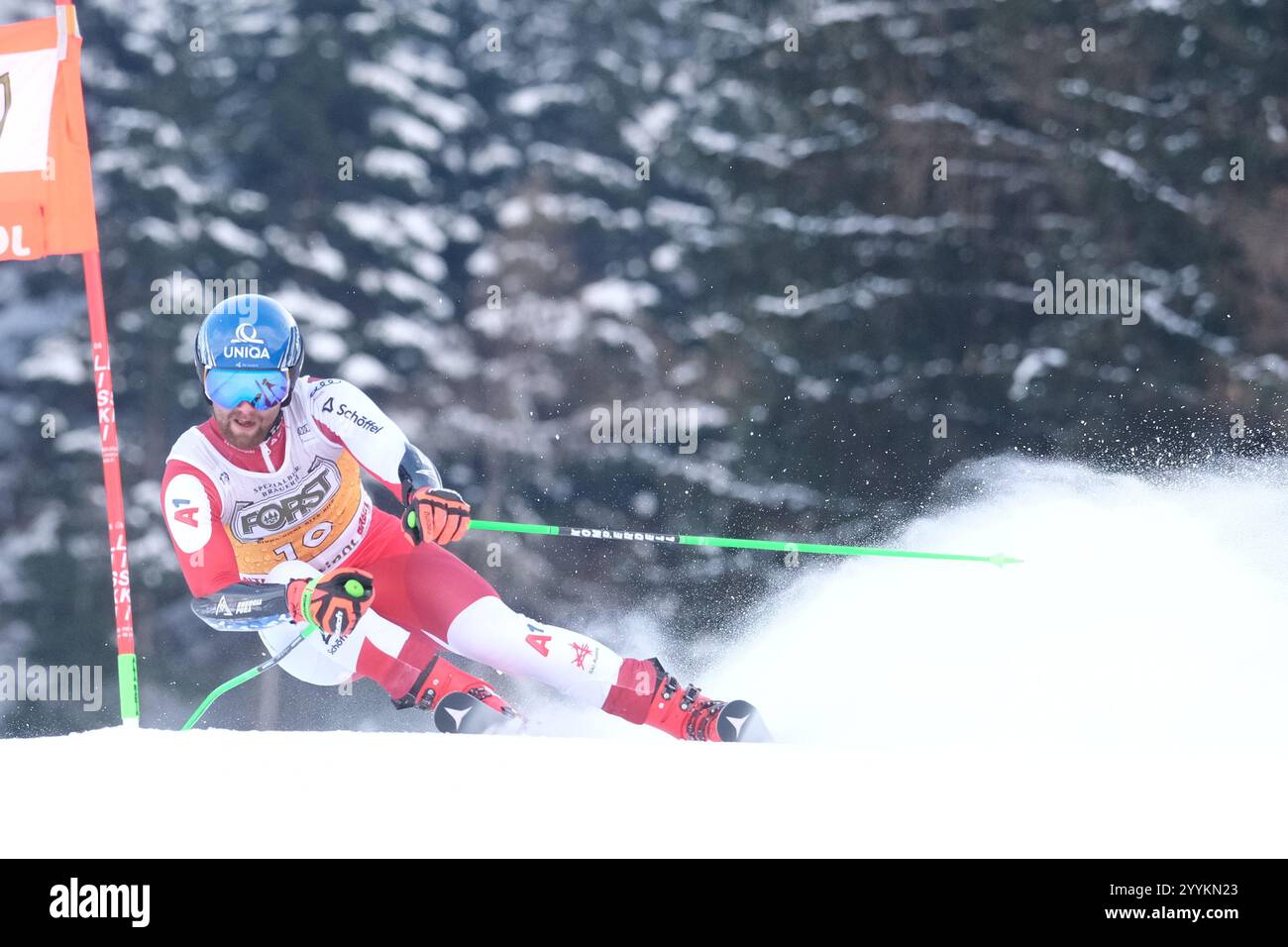 Marco Schwarz of Team Austria competes during the Audi FIS Alpine Ski ...
