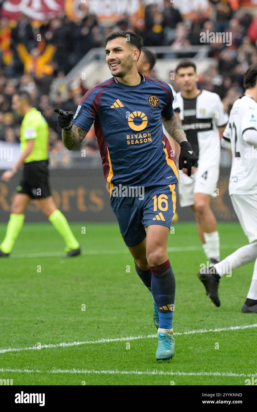 Romaâ??s Leandro Paredes celebrates after scoring the goal 4-0 during ...