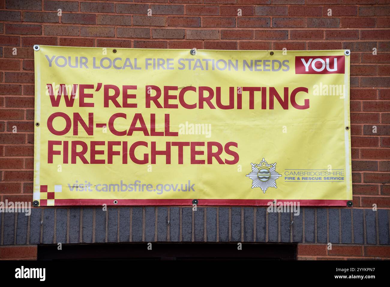 Fire station sign for recruiting on call firefighters Stock Photo - Alamy