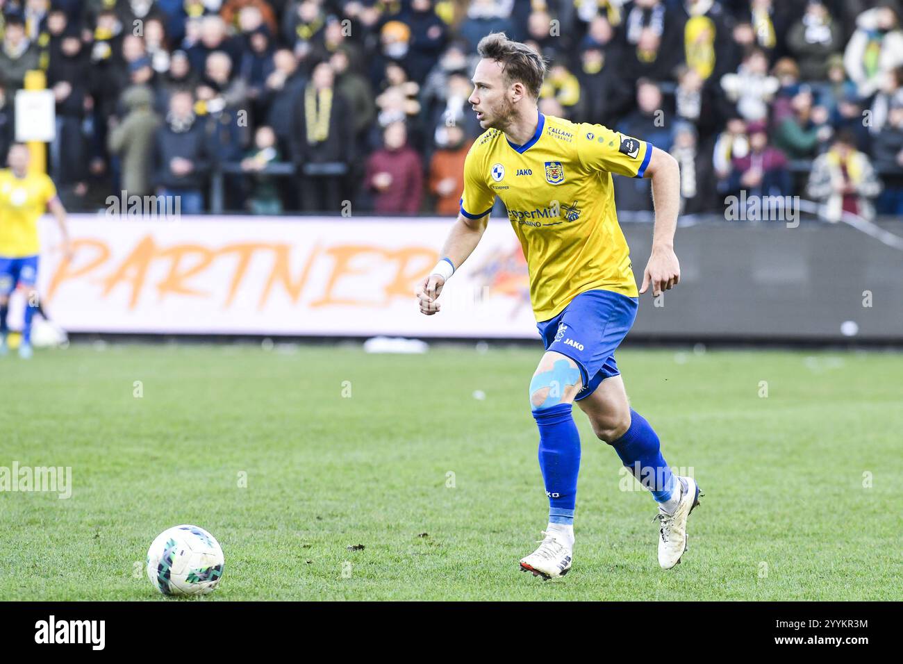 Lokeren, Belgium. 22nd Dec, 2024. Beveren's Alexander Corryn pictured ...