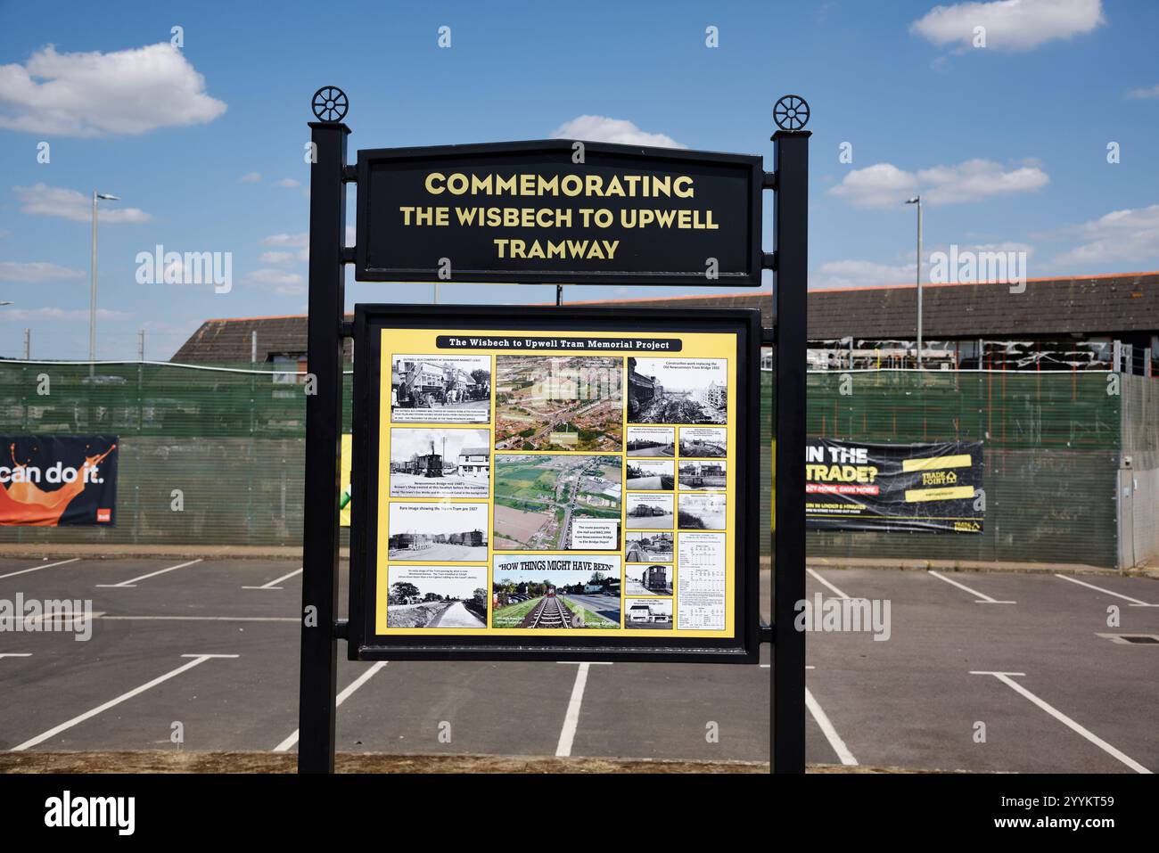 Sign on route of old Wisbech to Upwell tramway Stock Photo - Alamy