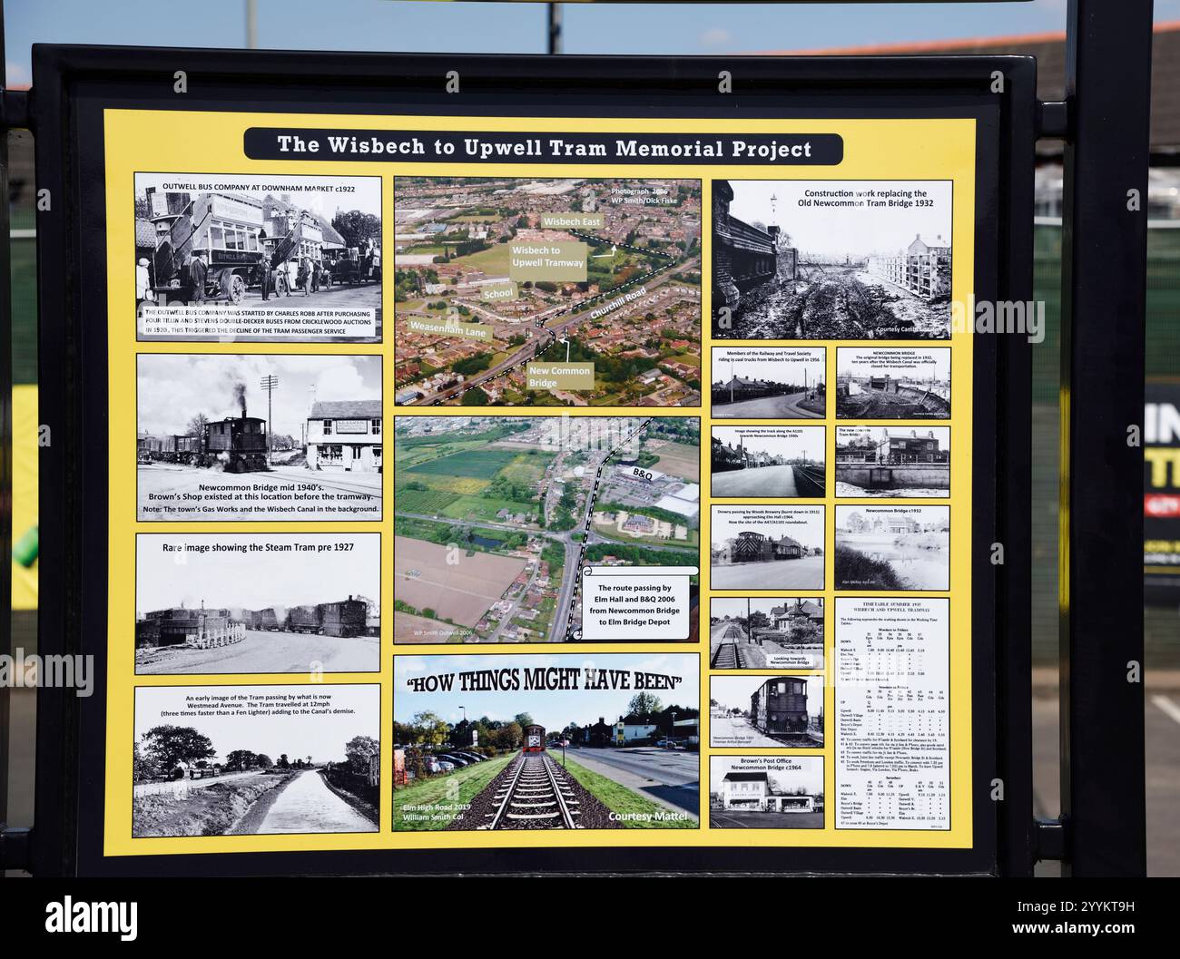 Sign on route of old Wisbech to Upwell tramway Stock Photo - Alamy