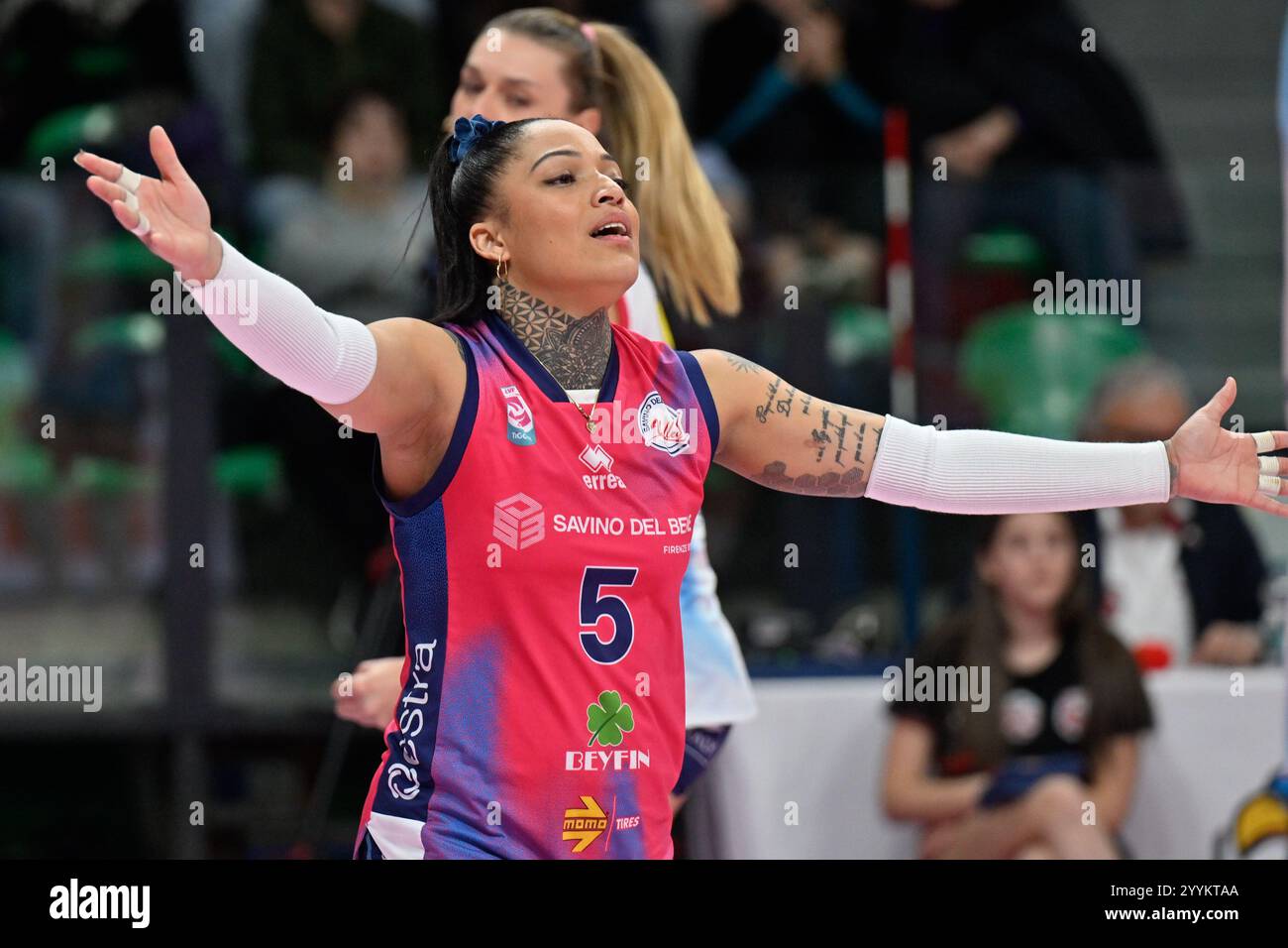 Cuneo, Italy. 22nd Dec, 2024. Brenda Castillo (Scandicci) celebrates ...