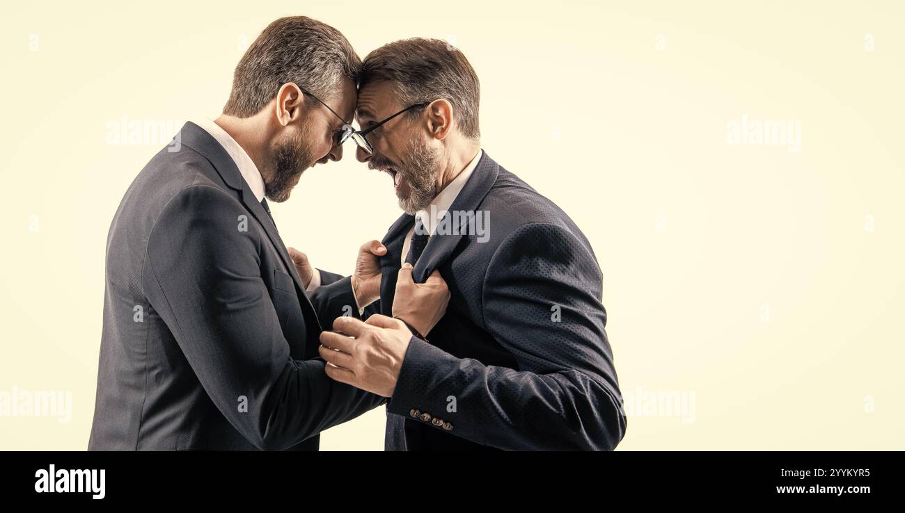 businessmen having conflict fight in business. fighting between boss ...