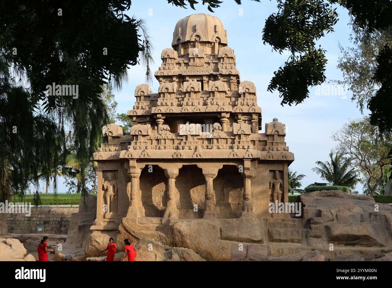 Dharmaraja Ratha one of the Five Rathas in Mamallapuram, Tamil Nadu ...