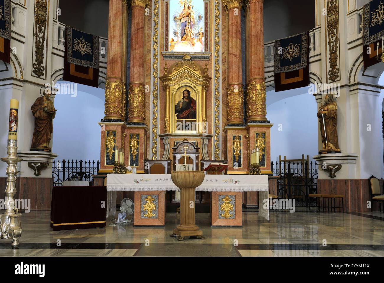 Interior of the Blue domed Church of the Virgin del Consuelo, ( Parish ...