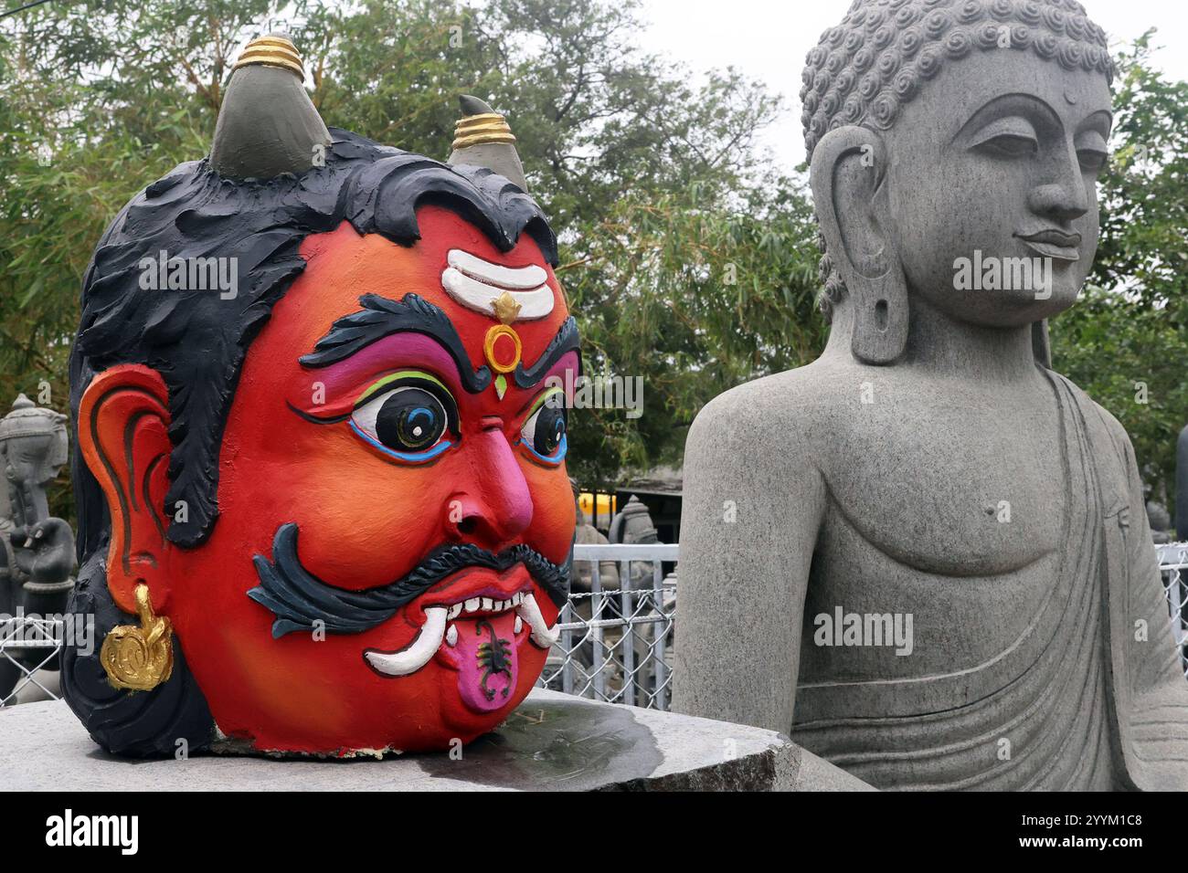 Evil eye and buddha statues at Mamallapuram, Tamil Nadu, India Stock ...