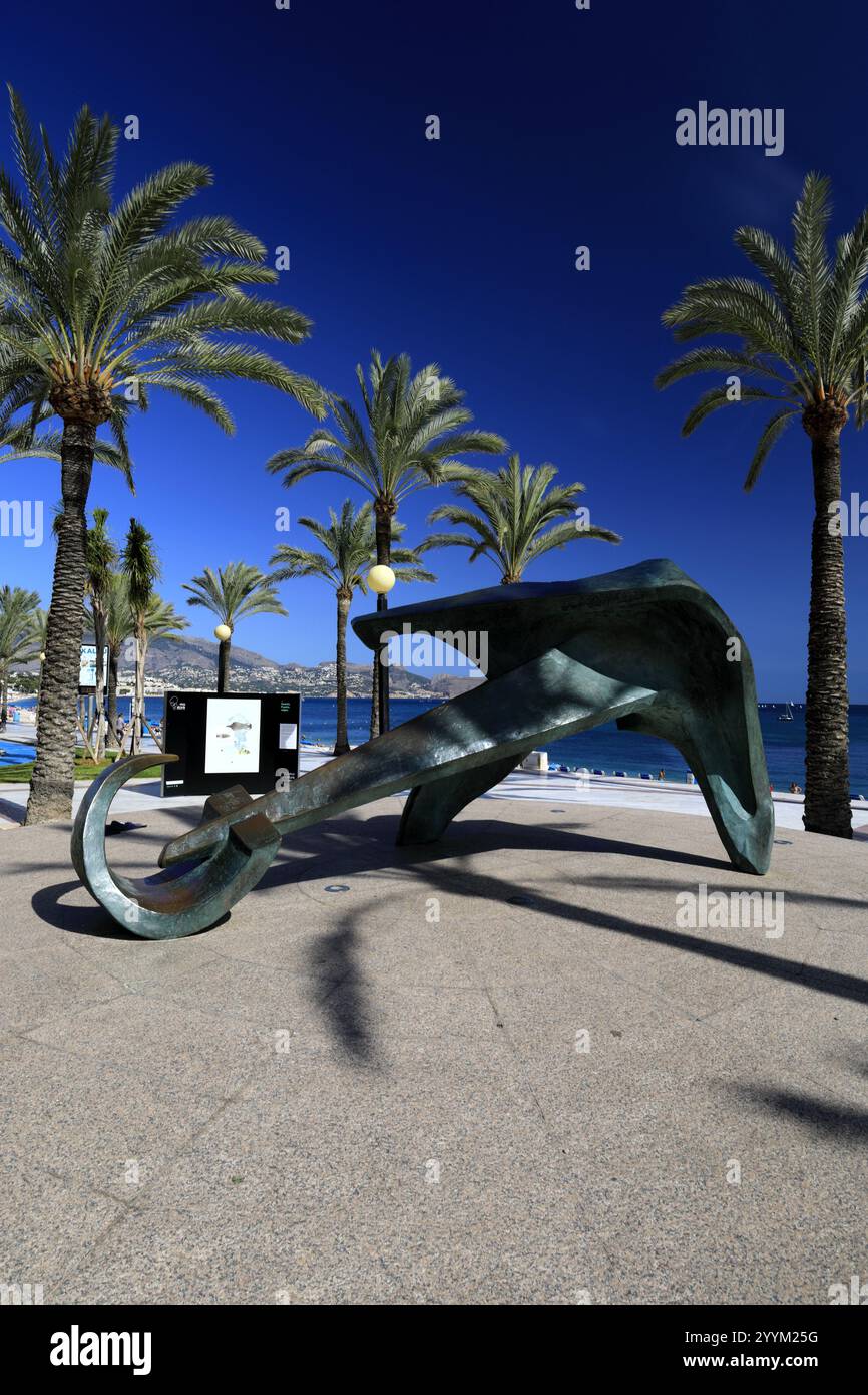 The anchor monument called Asentamiento on the promenade of Albir town ...