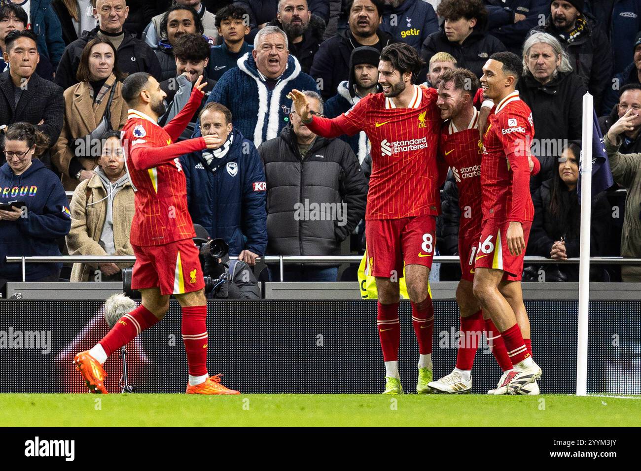 London, UK. 22nd Dec, 2024. Alexis Mac Allister of Liverpool celebrates ...
