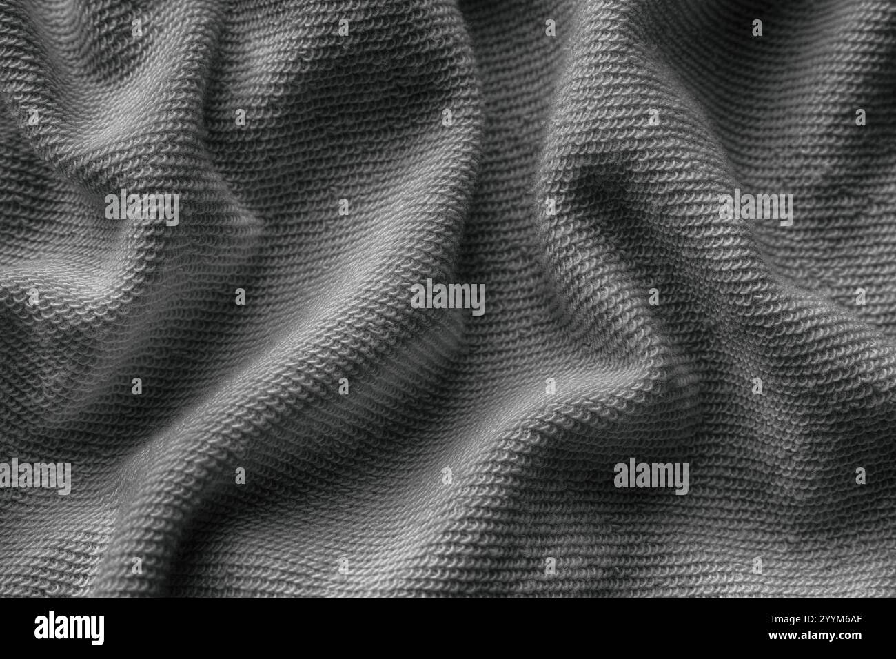 A crumpled polyester with cotton fabric texture background. Black and ...