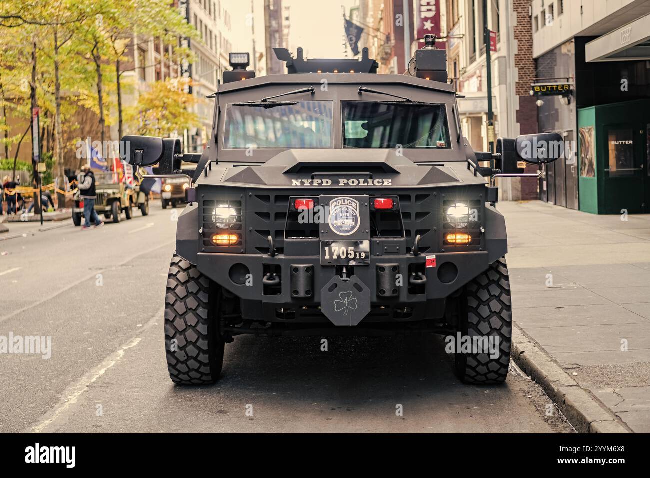 New York City, USA - November 11, 2023: Police emergency rescue vehicle ...