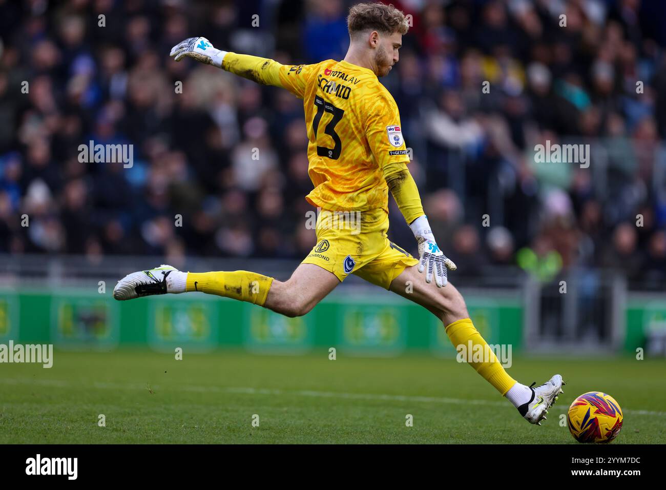 Portsmouth goalkeeper Nicolas Schmid in action during the Sky Bet ...