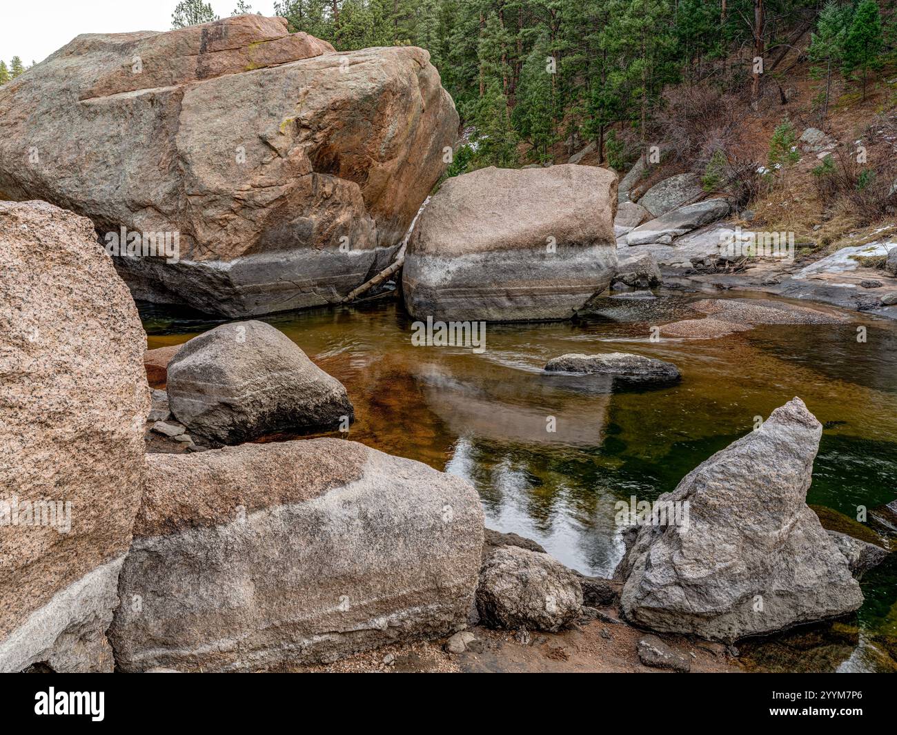 Beautiful River reflection in Cheesman Canyon Stock Photo - Alamy