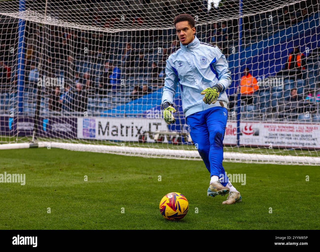 Coventry City goalkeeper Oliver Dovin during their side’s warm up ...