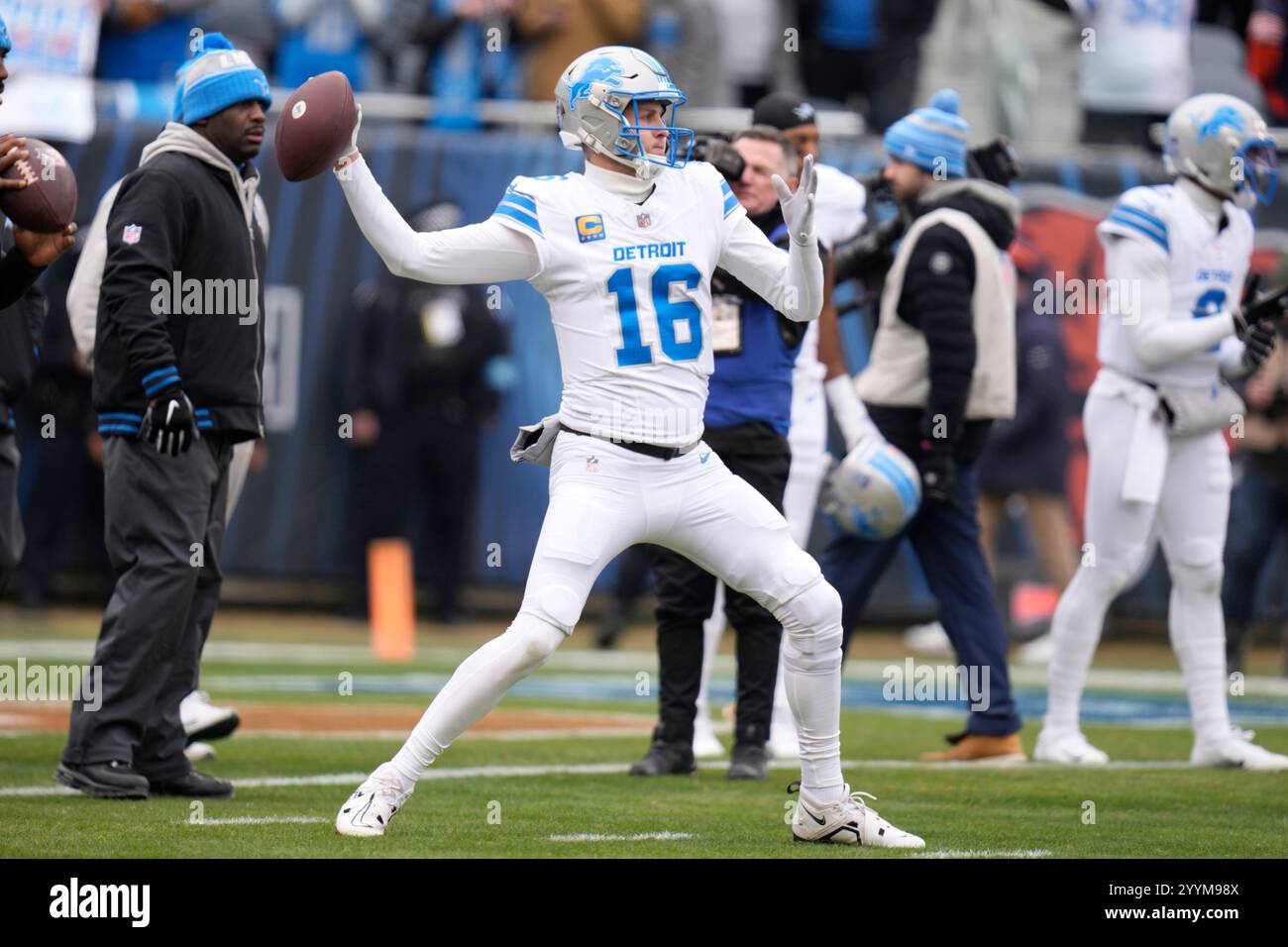 Detroit Lions quarterback Jared Goff warms up before an NFL football ...