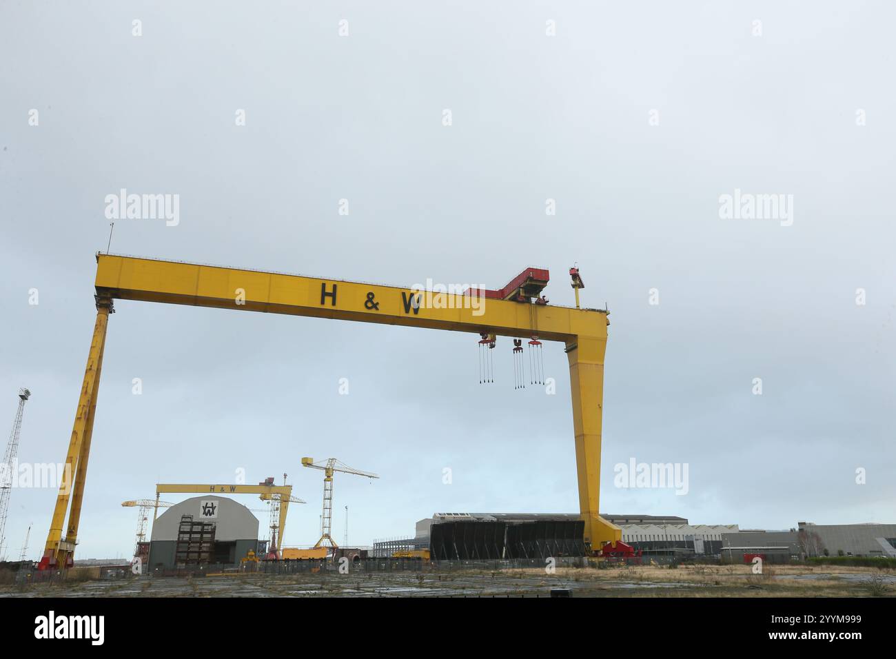 Image of the twin shipbuilding gantry cranes located in the Harland and ...