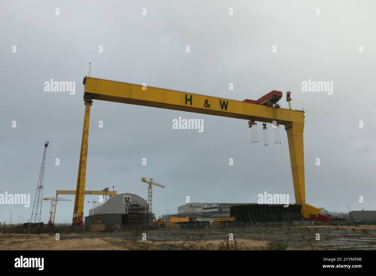 Image of the twin shipbuilding gantry cranes located in the Harland and ...