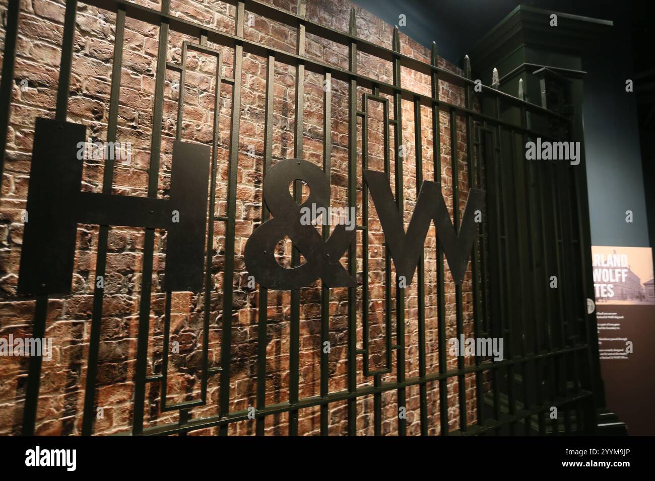 Image of the H&W letters on a gate in the Titanic Museum, Belfast ...