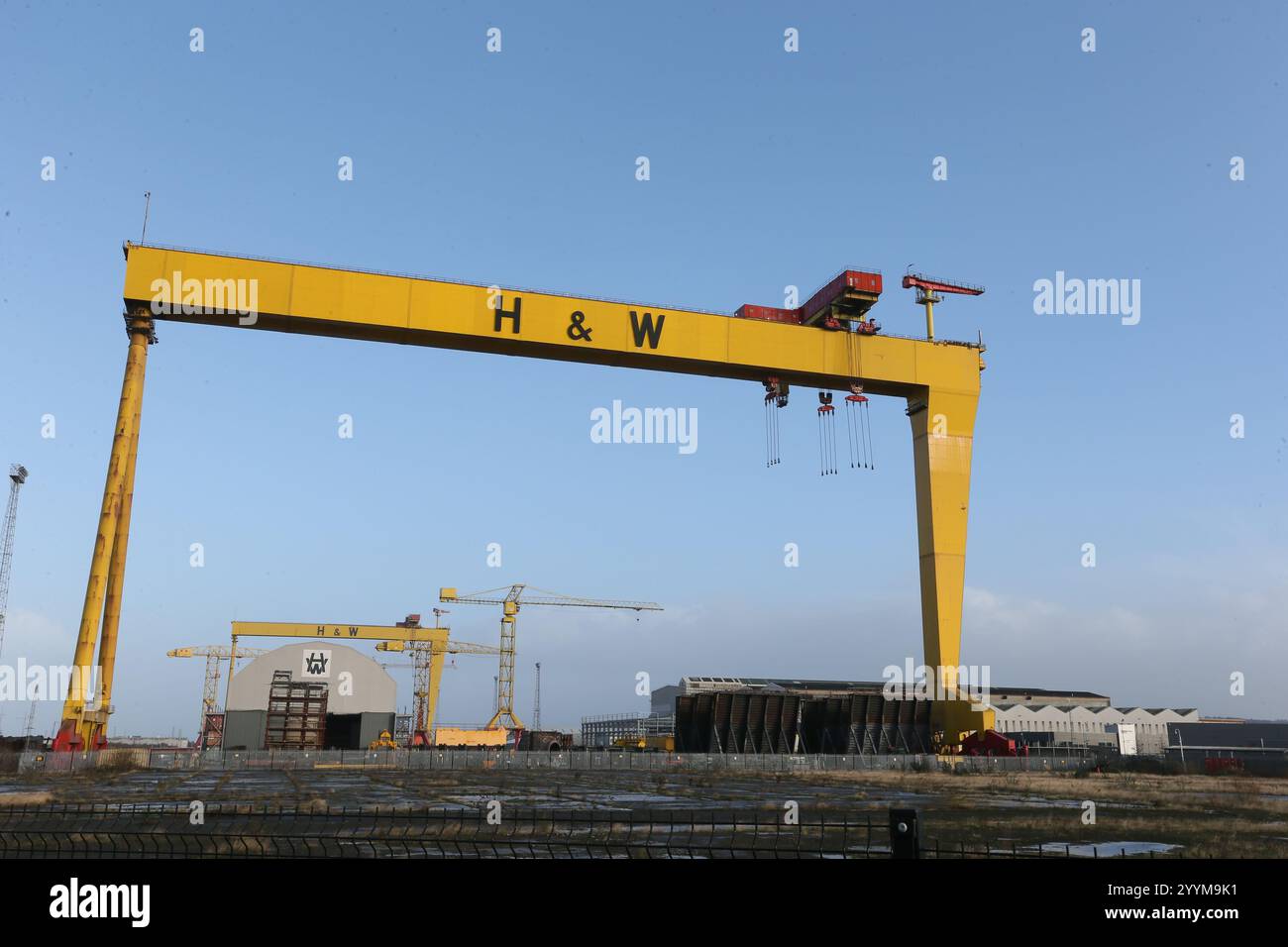 Image of the twin shipbuilding gantry cranes located in the Harland and ...