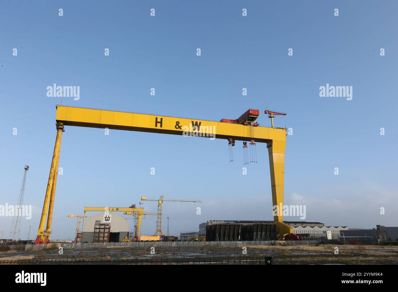 Image of the twin shipbuilding gantry cranes located in the Harland and ...