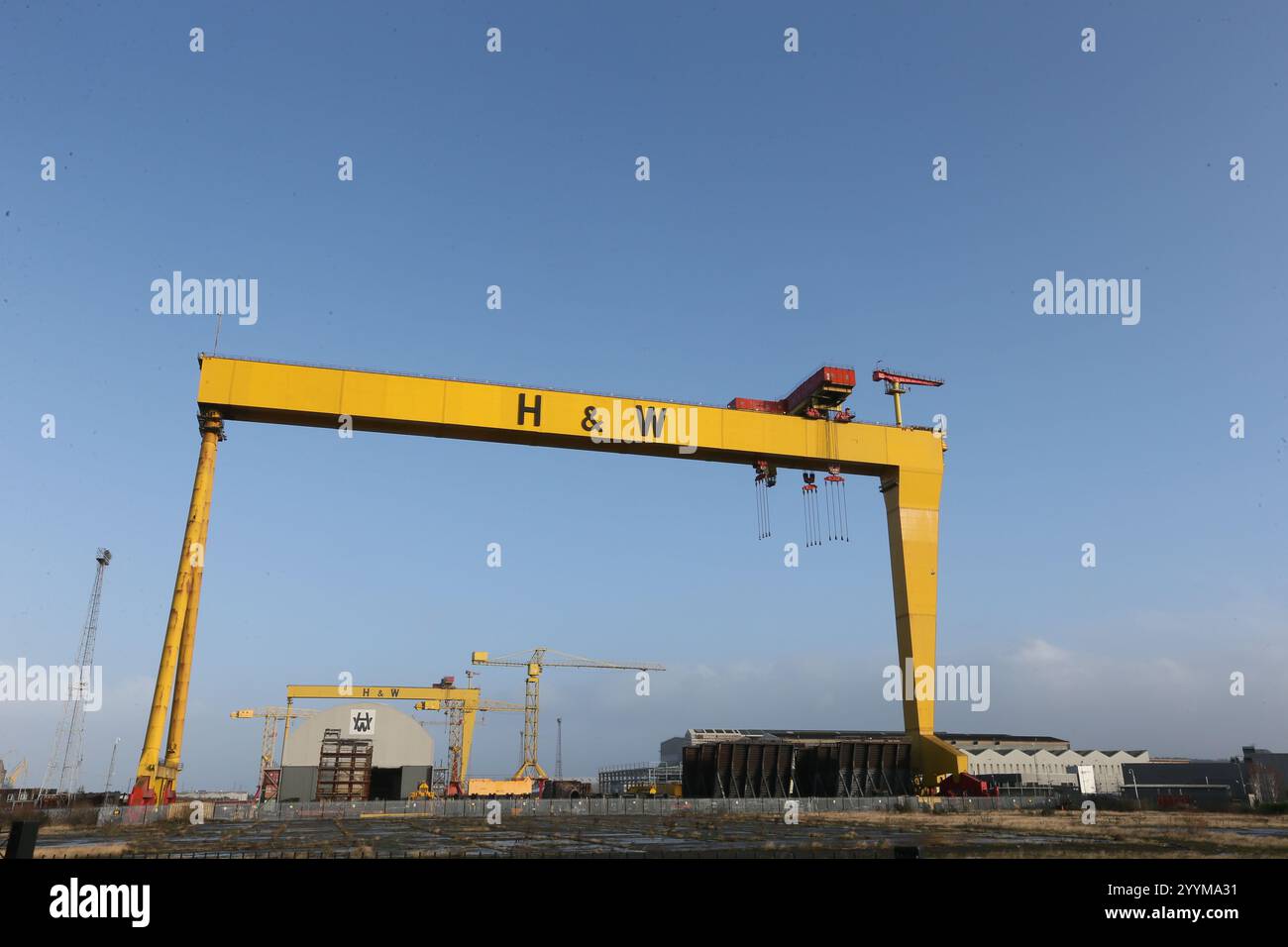 Image of the twin shipbuilding gantry cranes located in the Harland and ...