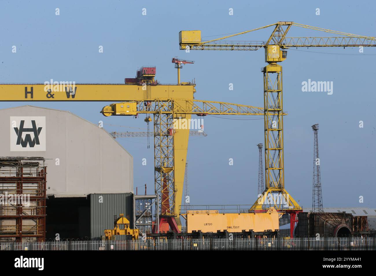 Image of the twin shipbuilding gantry cranes located in the Harland and ...