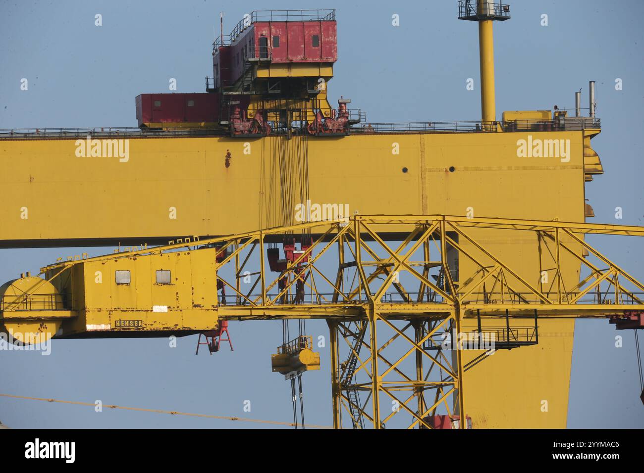 Image of the twin shipbuilding gantry cranes located in the Harland and ...