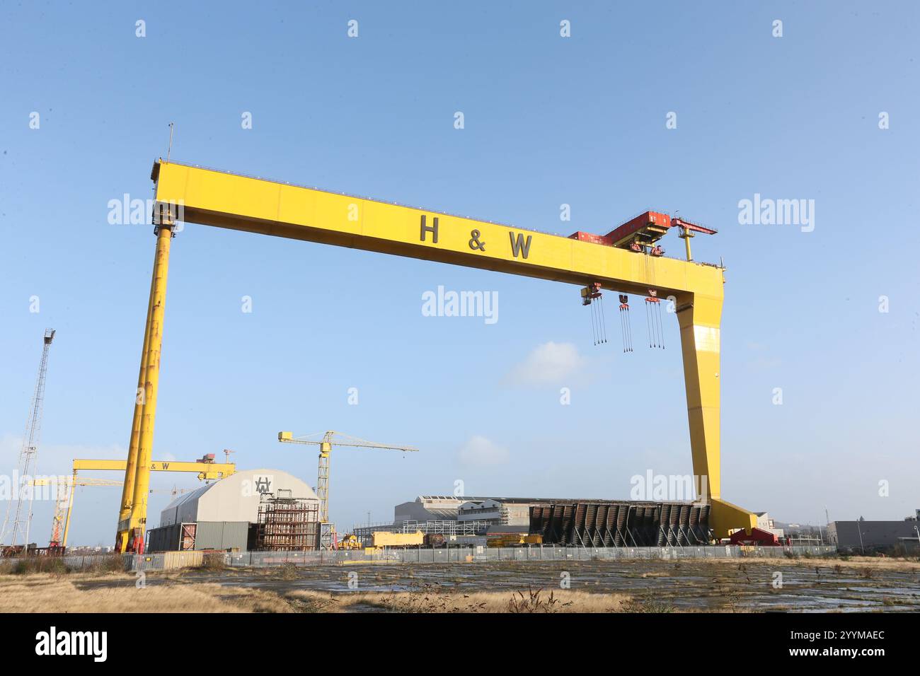 Image of the twin shipbuilding gantry cranes located in the Harland and ...