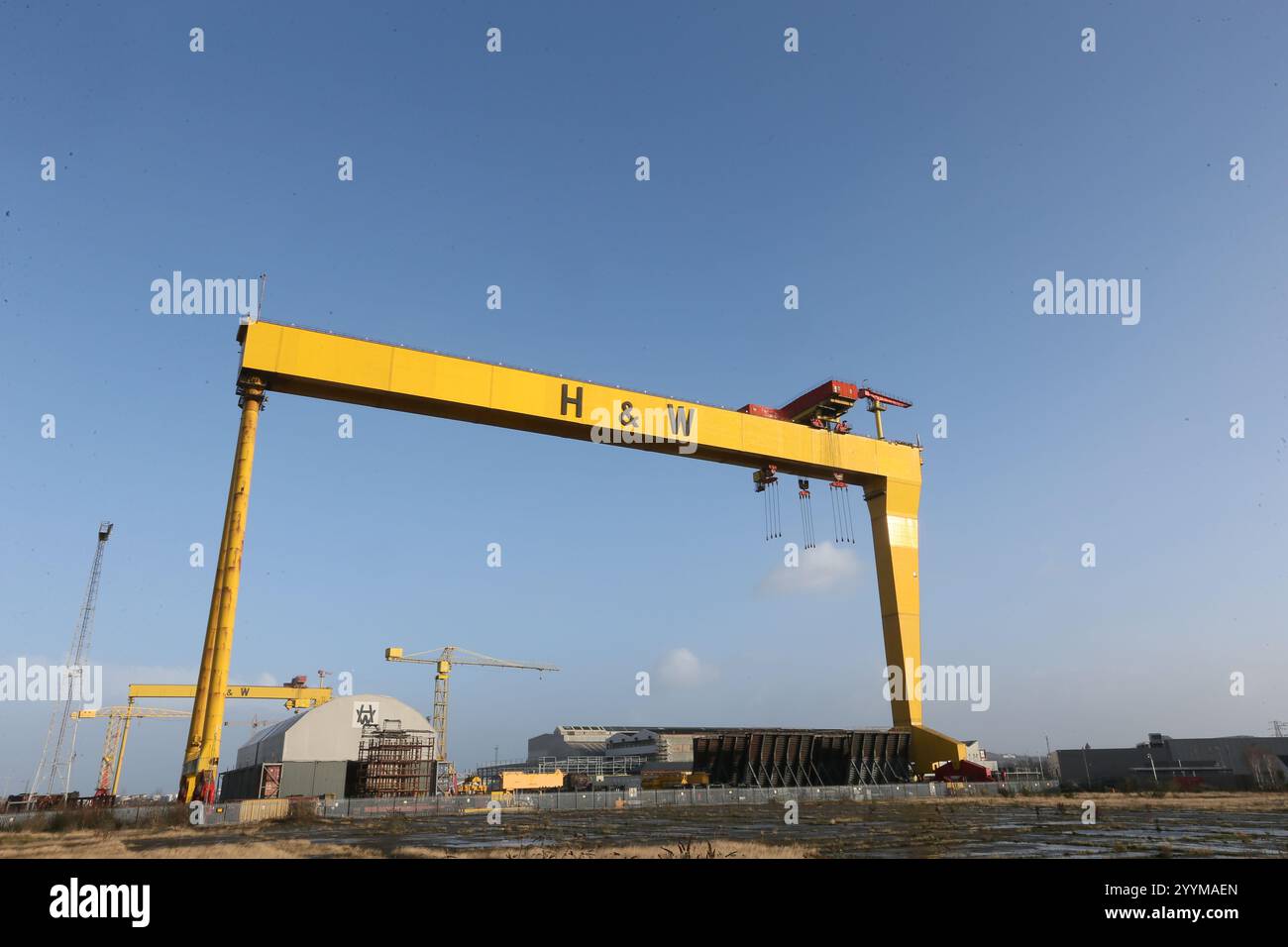 Image of the twin shipbuilding gantry cranes located in the Harland and ...