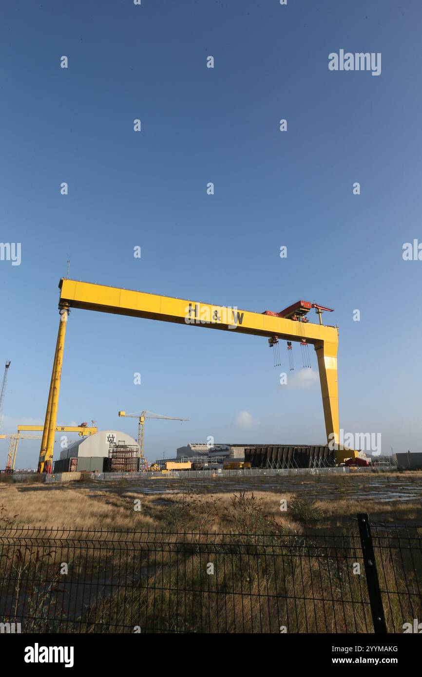 Image of the twin shipbuilding gantry cranes located in the Harland and ...