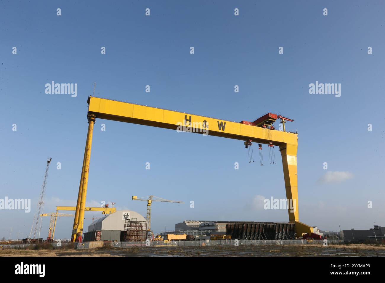 Image of the twin shipbuilding gantry cranes located in the Harland and ...