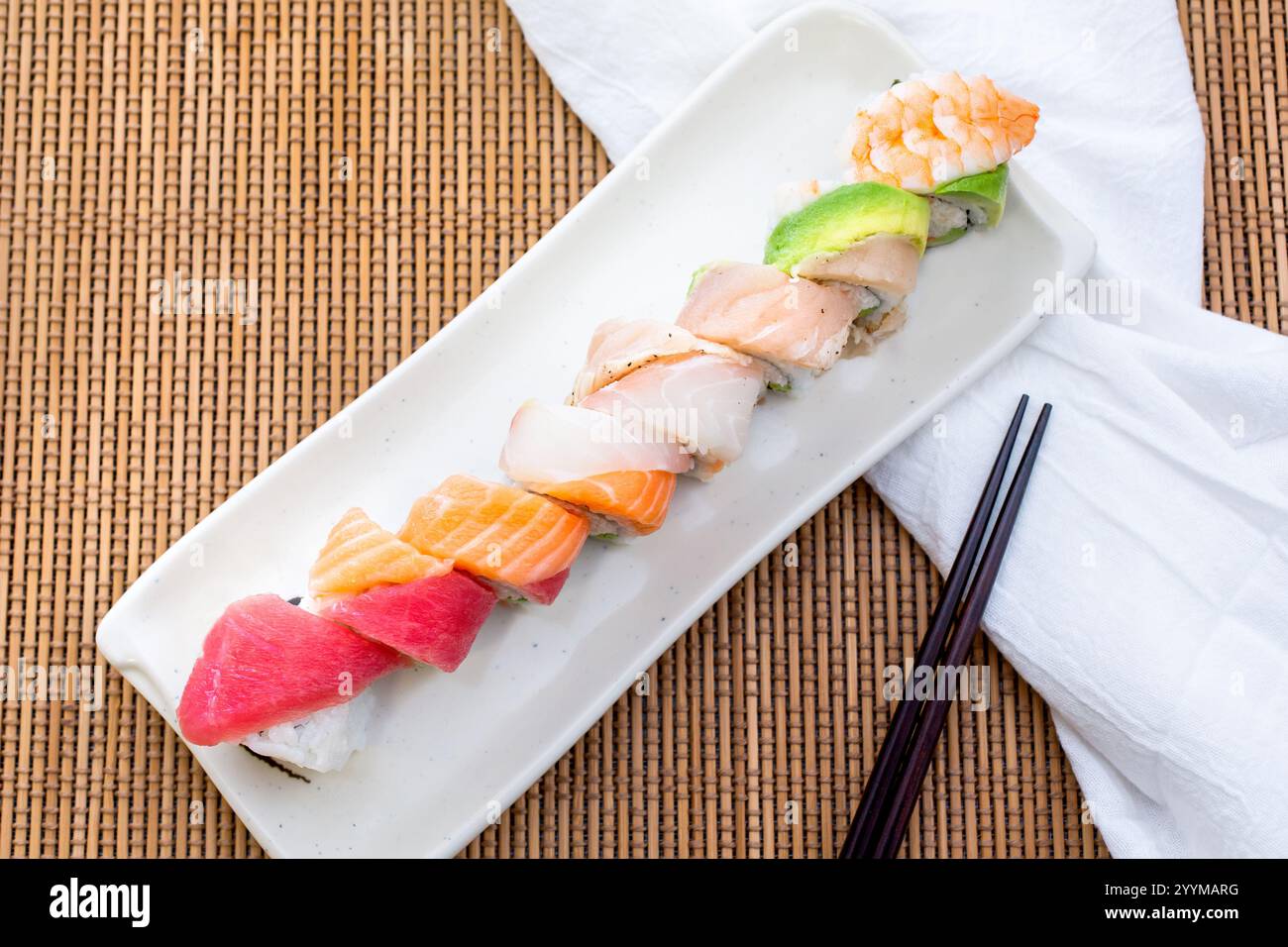Top down view of sushi roll hi-res stock photography and images - Alamy