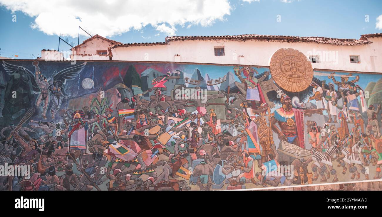 Vibrant mural showcasing incan history, mythology, and cultural ...