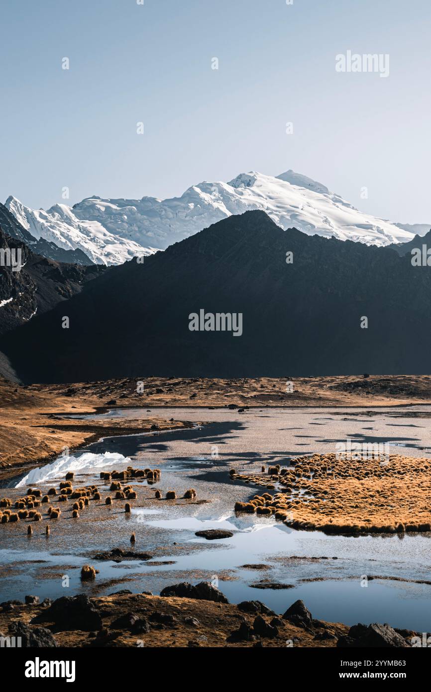 Stunning landscape of the andes mountains with snow-capped peaks ...